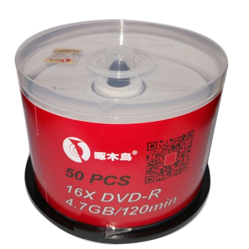 啄木鸟光盘/ DVD-R 刻录光盘/空白光盘/刻录碟片/ 16速 4.7G 白系列 50片桶装-众邦快马专业批发